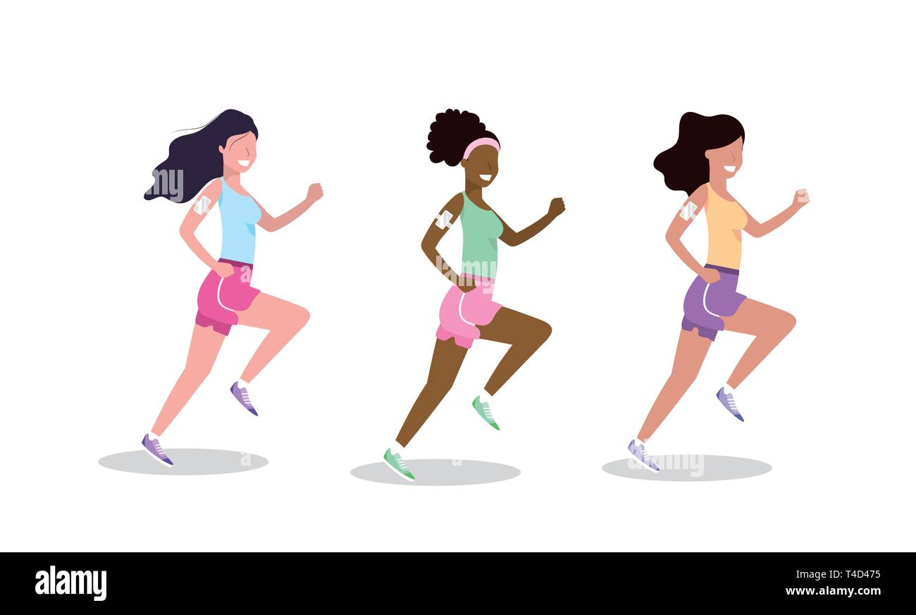 set women practice exercise activity vector illustration Stock Vector ...