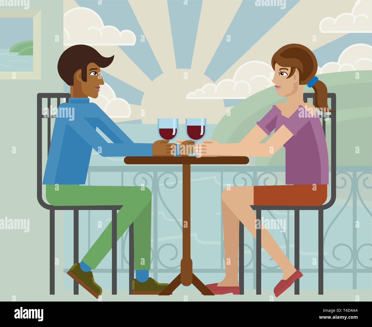 Dinner and sunset Stock Vector Images - Alamy