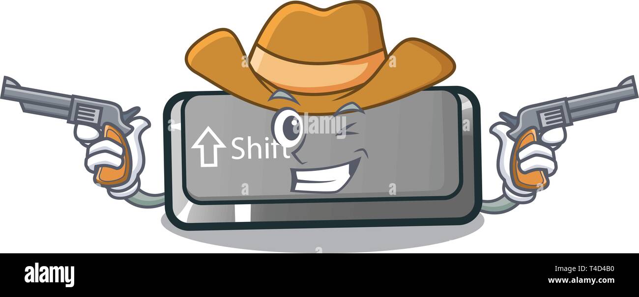 Cowboy button shift isolated with the character Stock Vector Image ...