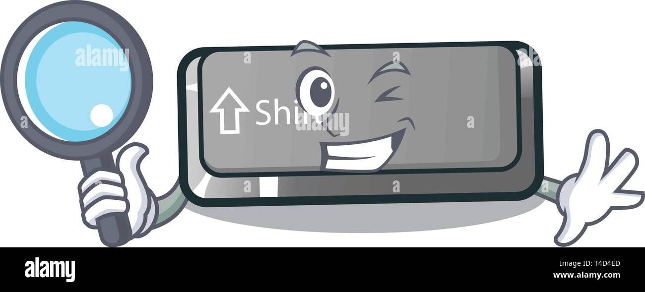 Detective button shift on a keyboard mascot Stock Vector Image & Art ...