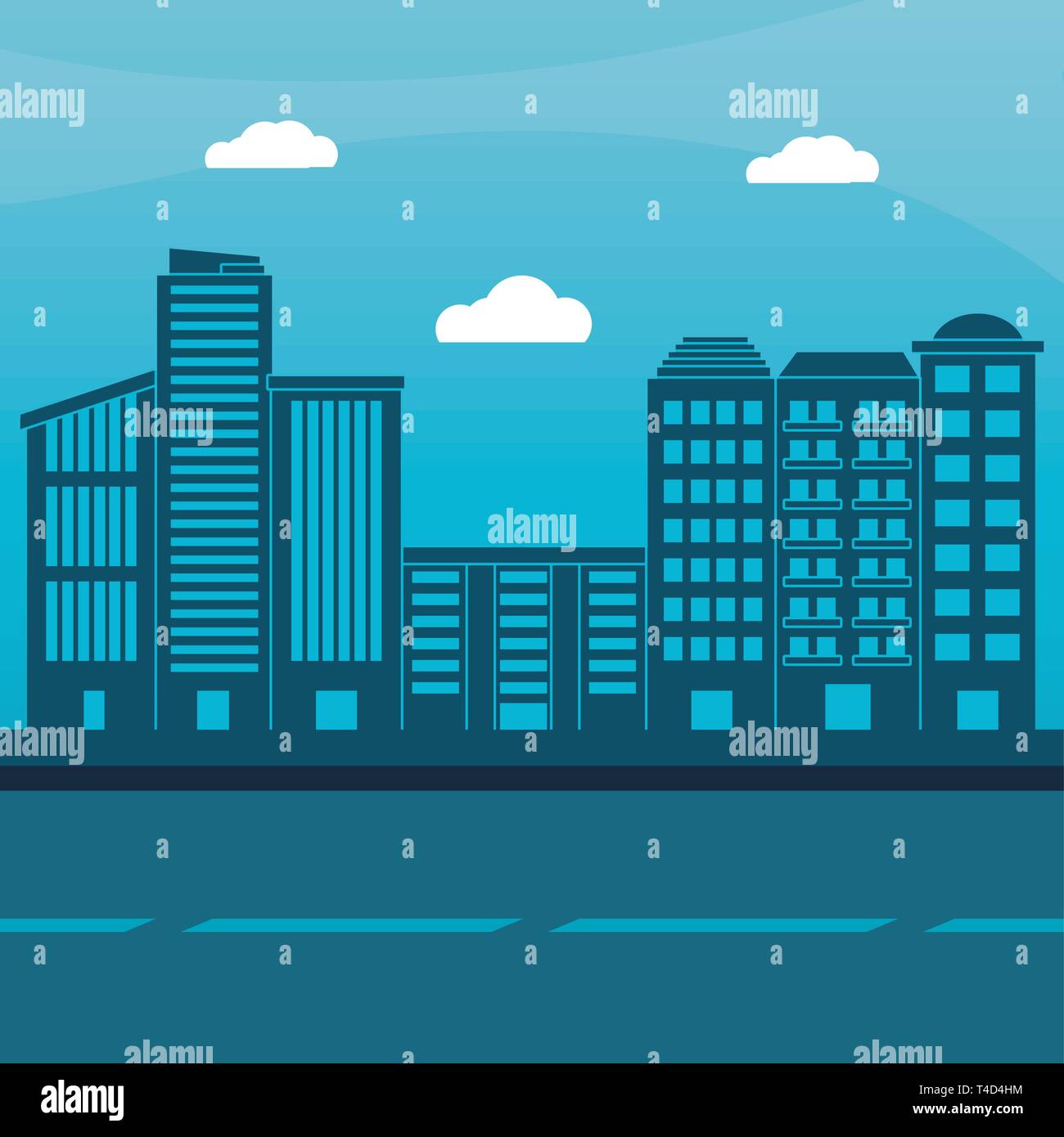 urban buildings landscape cartoon vector illustration graphic design ...