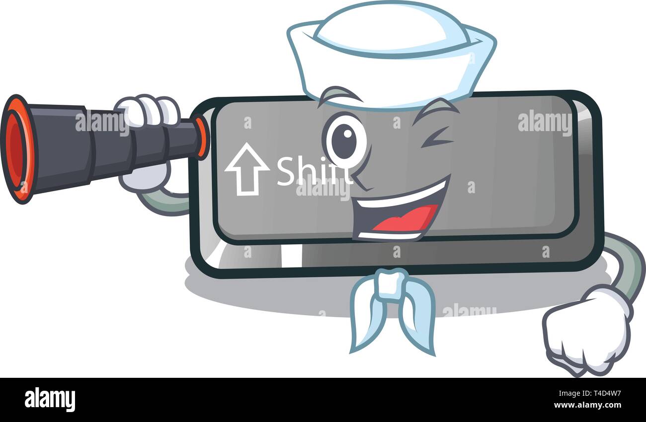 Sailor with binocular button shift in the cartoon shape Stock Vector ...