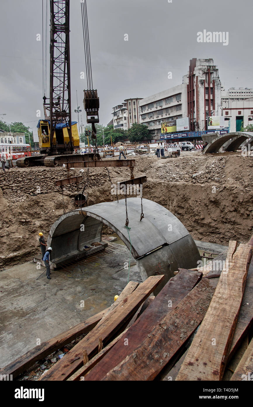 21-jun-2005 curved precast concrete slab subway under construction near ...