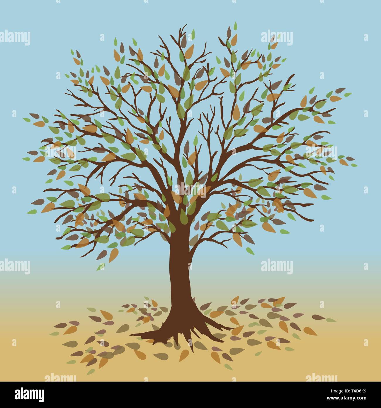 Autumn tree with falling leaves Stock Vector Image & Art - Alamy