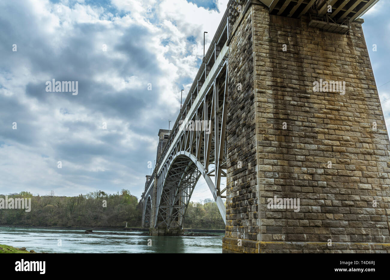 A view of Britannia Bridge, linking the North Wales mainland to the ...