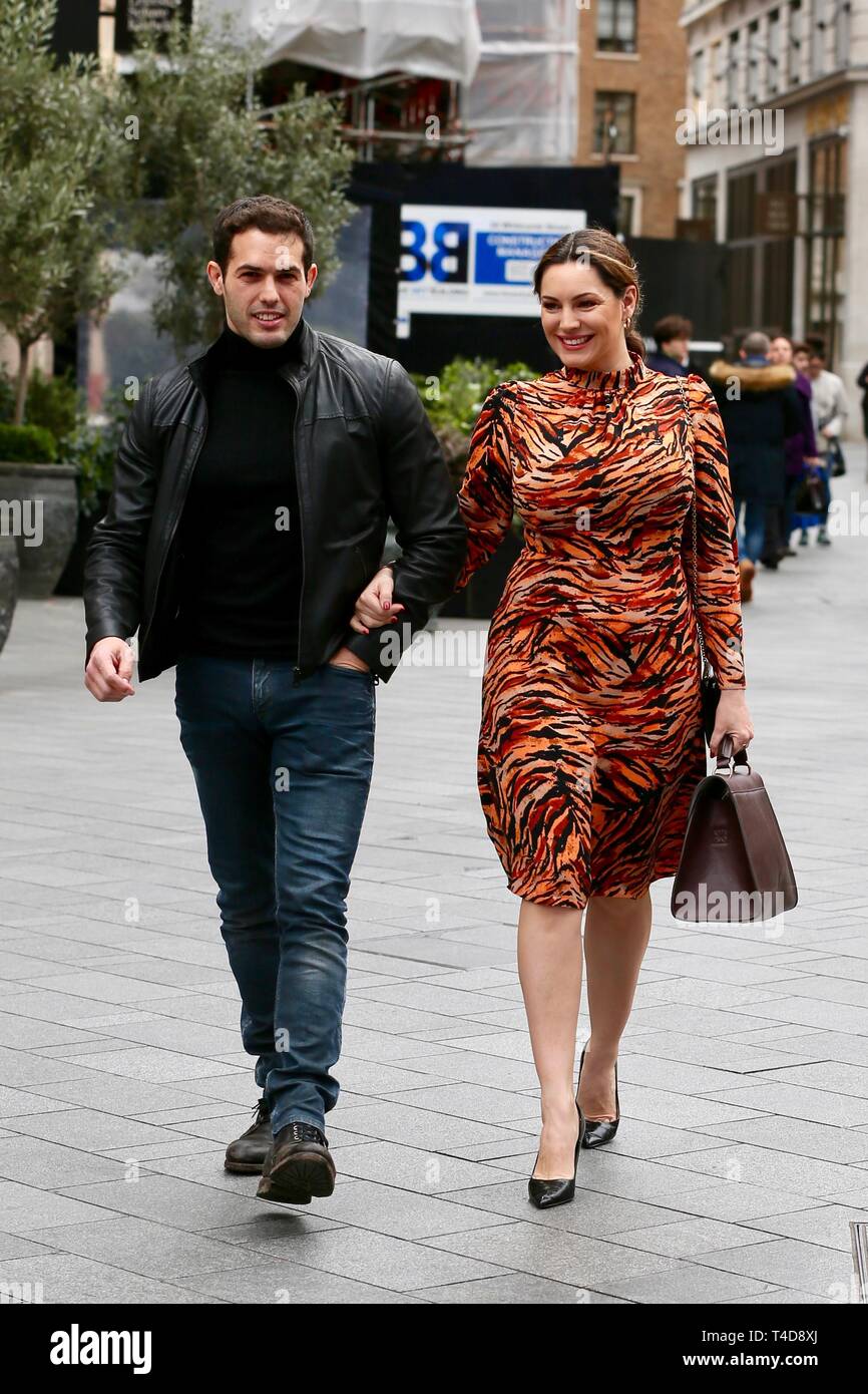 Kelly Brook seen arriving the global studios with fiancee Jeremy Parisi ...