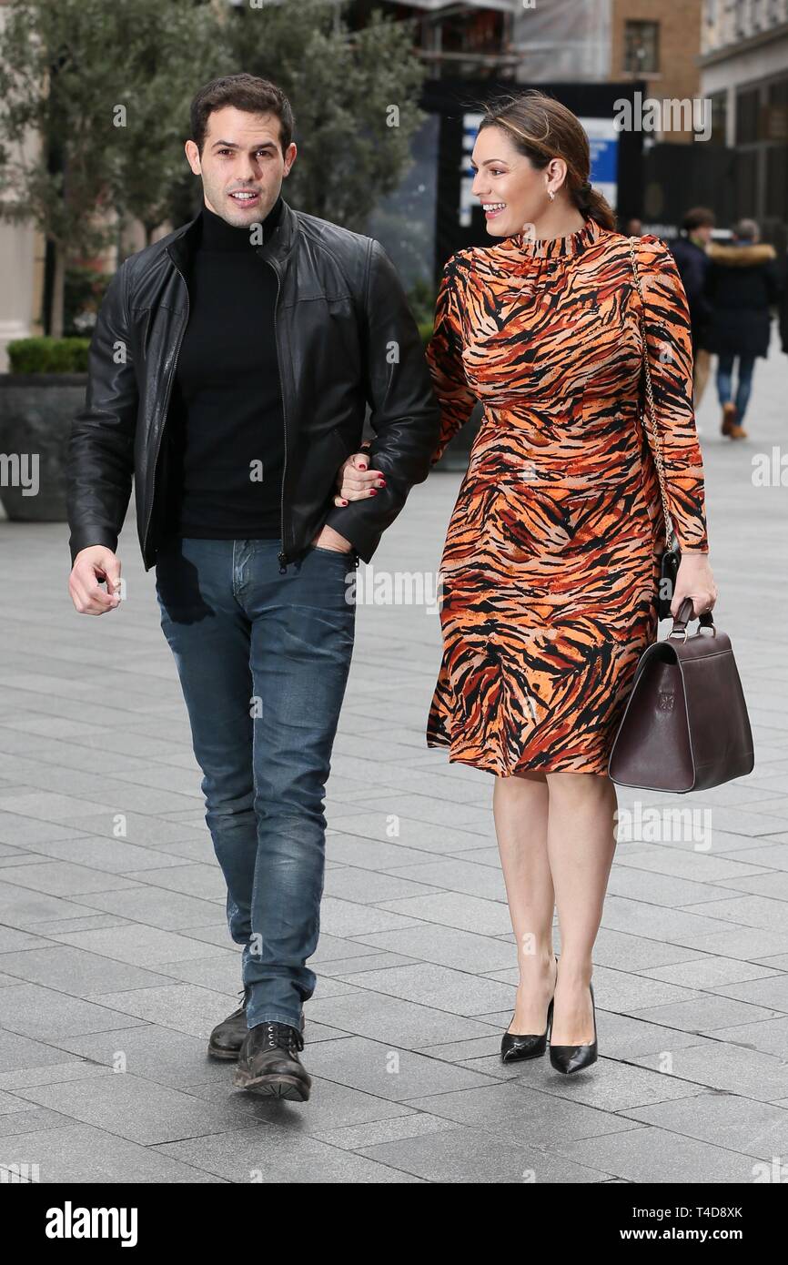 Kelly Brook seen arriving the global studios with fiancee Jeremy Parisi ...
