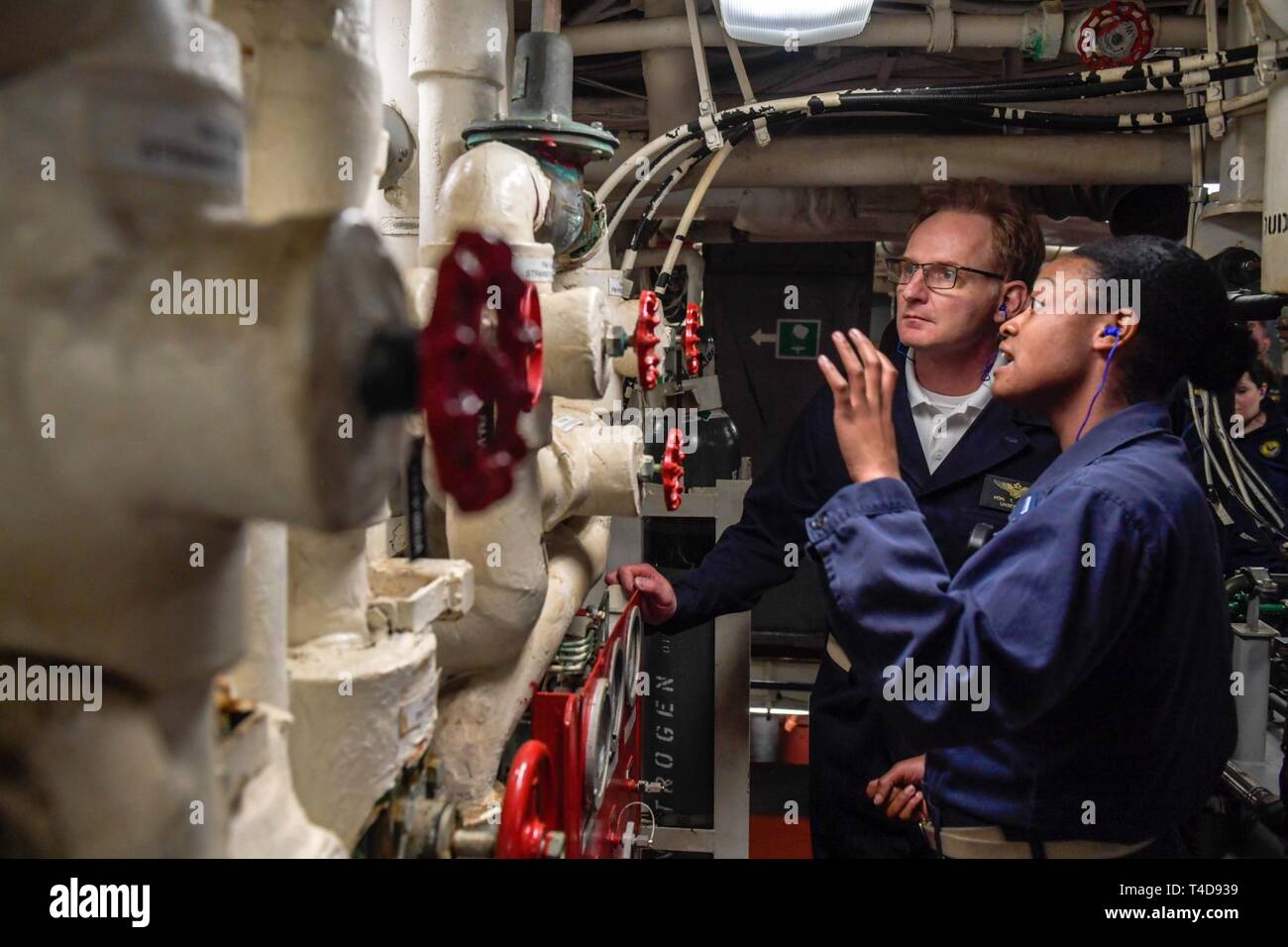 ARABIAN GULF (March 18, 2019) Lt. j.g. Natasha Patterson discusses ...