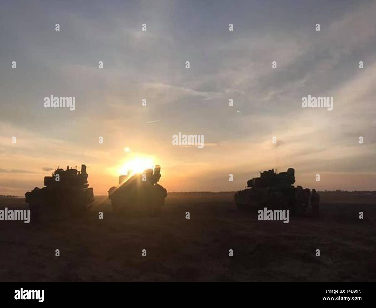 Soldiers from 1-64 Armor, 1ABCT, 3rd ID, stage their Bradley fighting ...