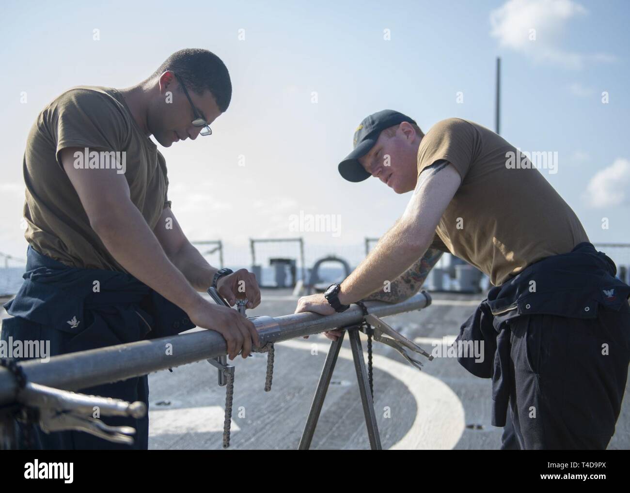PHILIPPINE SEA (March 21, 2019) Damage Controlman 2nd Class Justin Fox ...