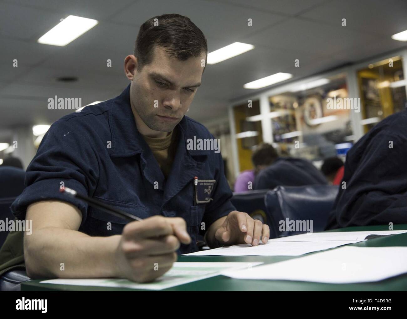 OCEAN (Mar. 21, 2019) Aviation Ordnancemen Airman Cody Beck takes the ...