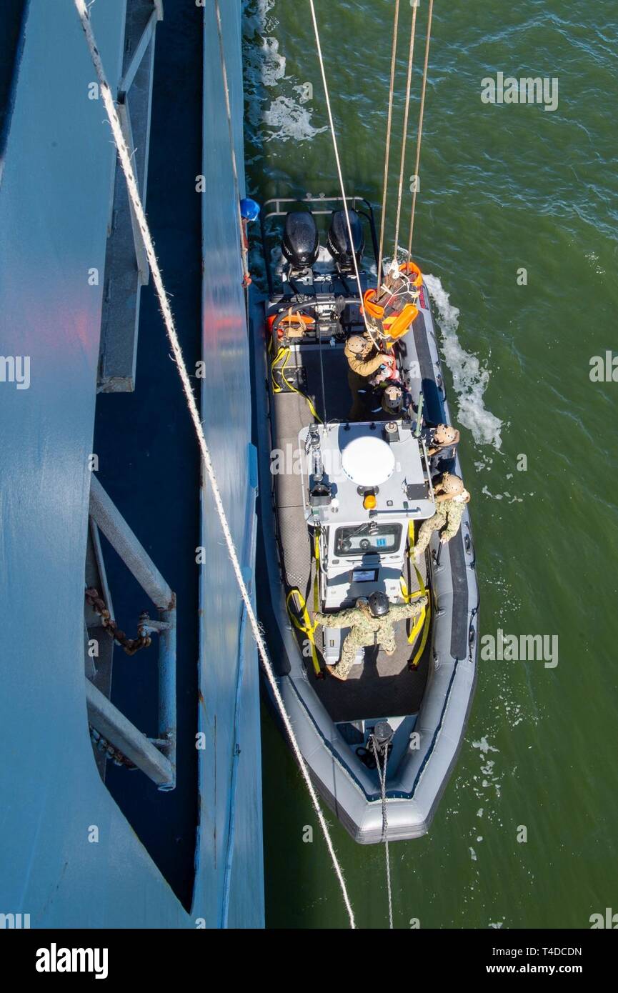 ATLANTIC OCEAN (March 23, 2019) Members of the Royal Fleet Auxiliary ...