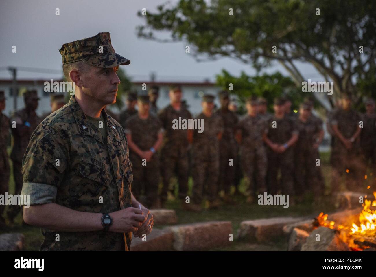 U.S. Marine Corps Lt. Col. Matthew Kessler addresses Marines and ...