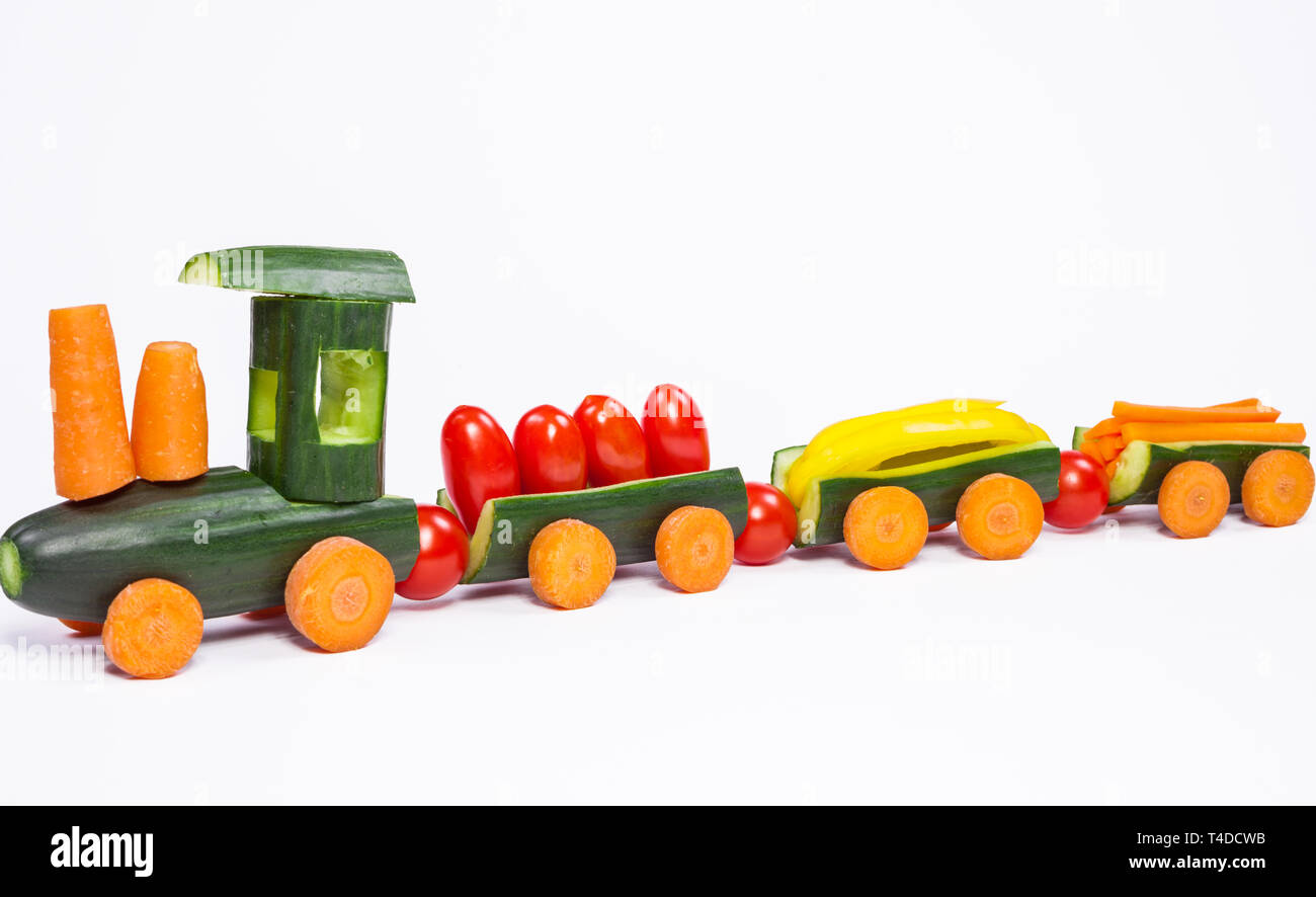 Cucumber train - From cucumbers and other vegetables carved train Stock ...