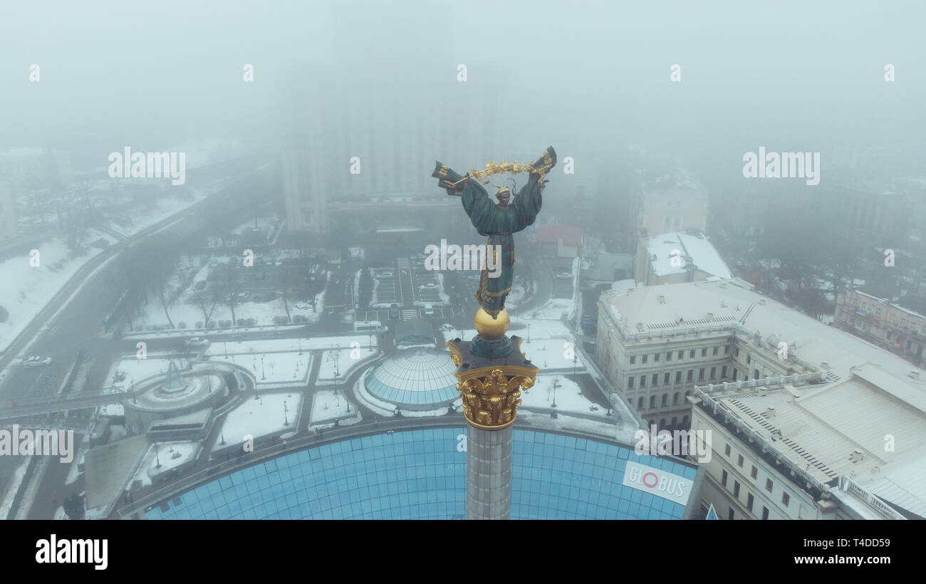 Statue of Berehynia on the top of Independence Monument in Kiev ...