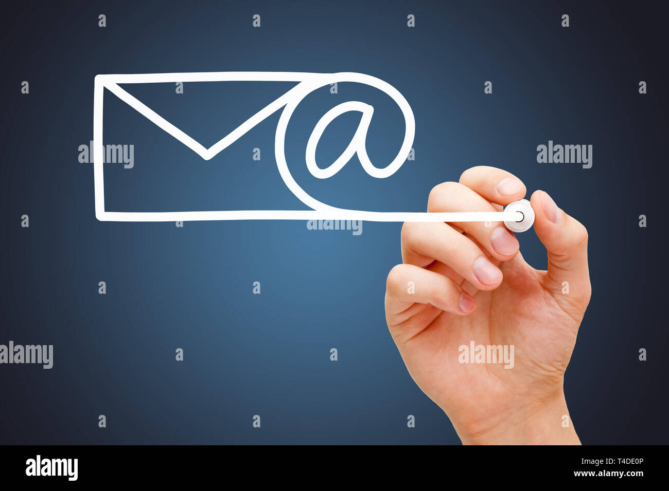 Hand drawing Email, internet communication, or newsletter concept with ...