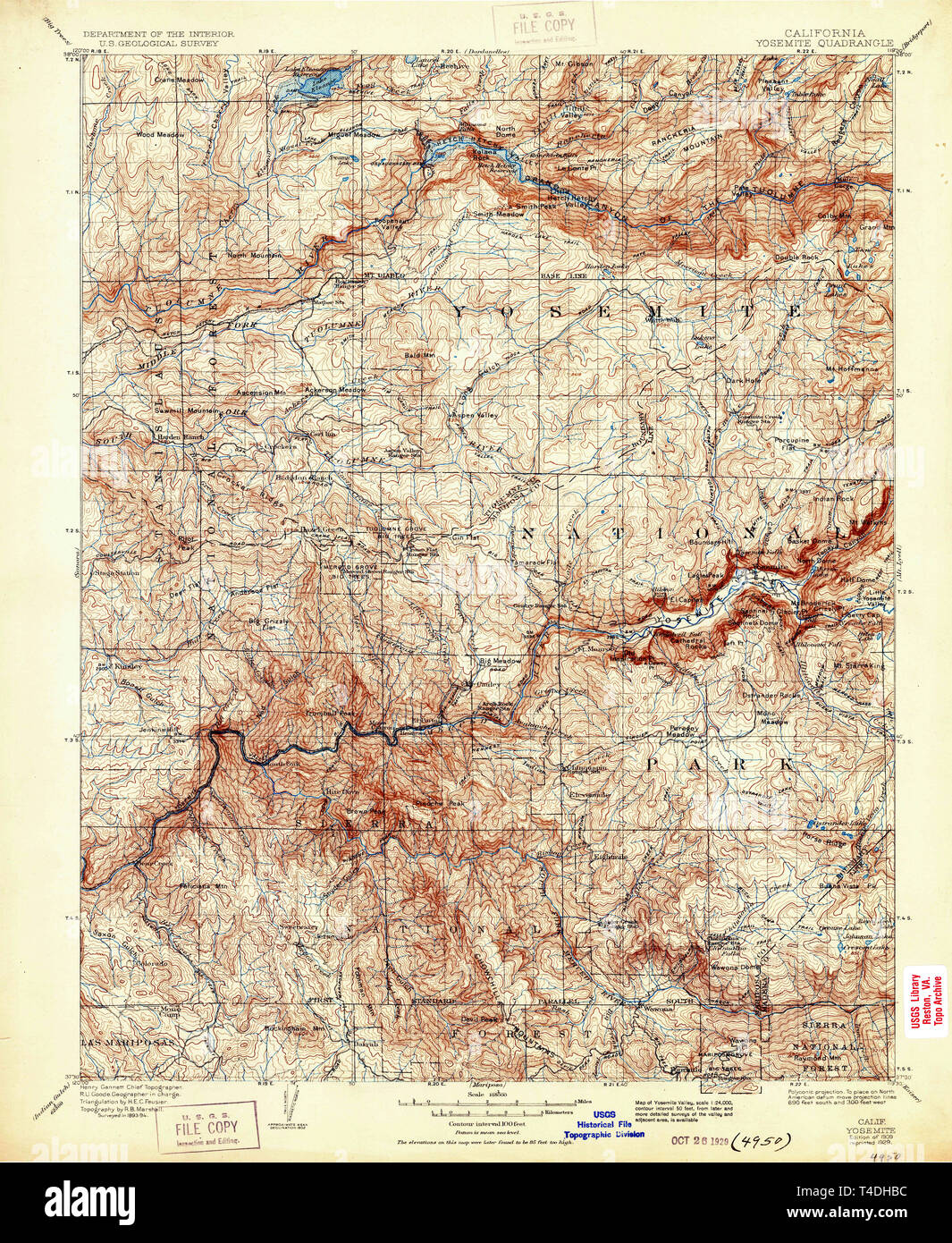 Map of yosemite 1909 hi-res stock photography and images - Alamy
