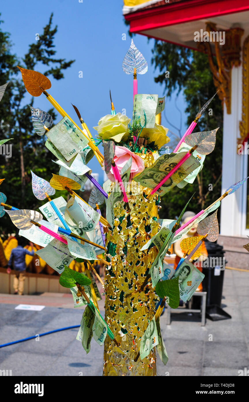 Decorative Thai Temple flowers Stock Photo - Alamy