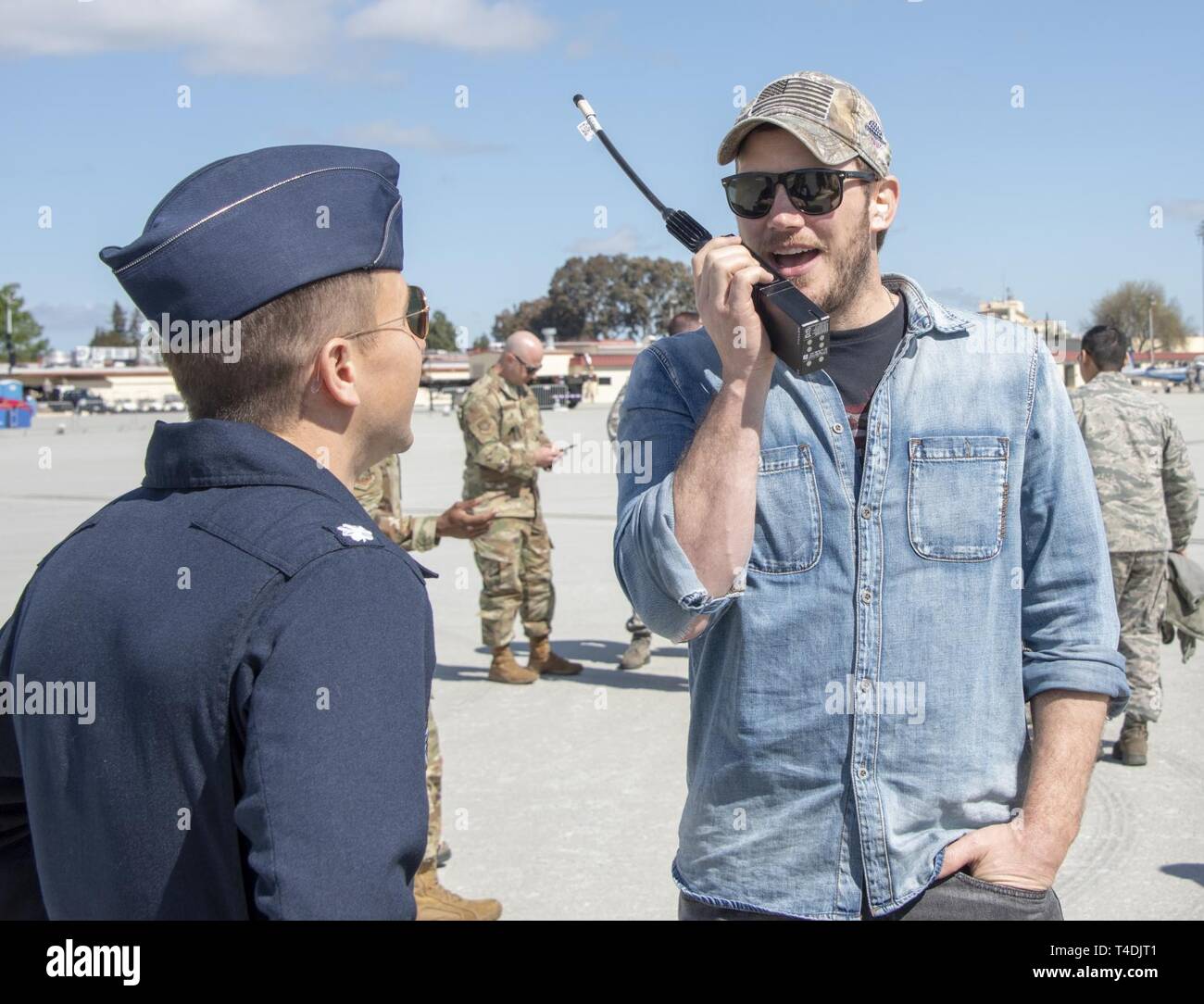 Chris Pratt uses a radio to talk to his brother, Hometown Hero, Solano ...