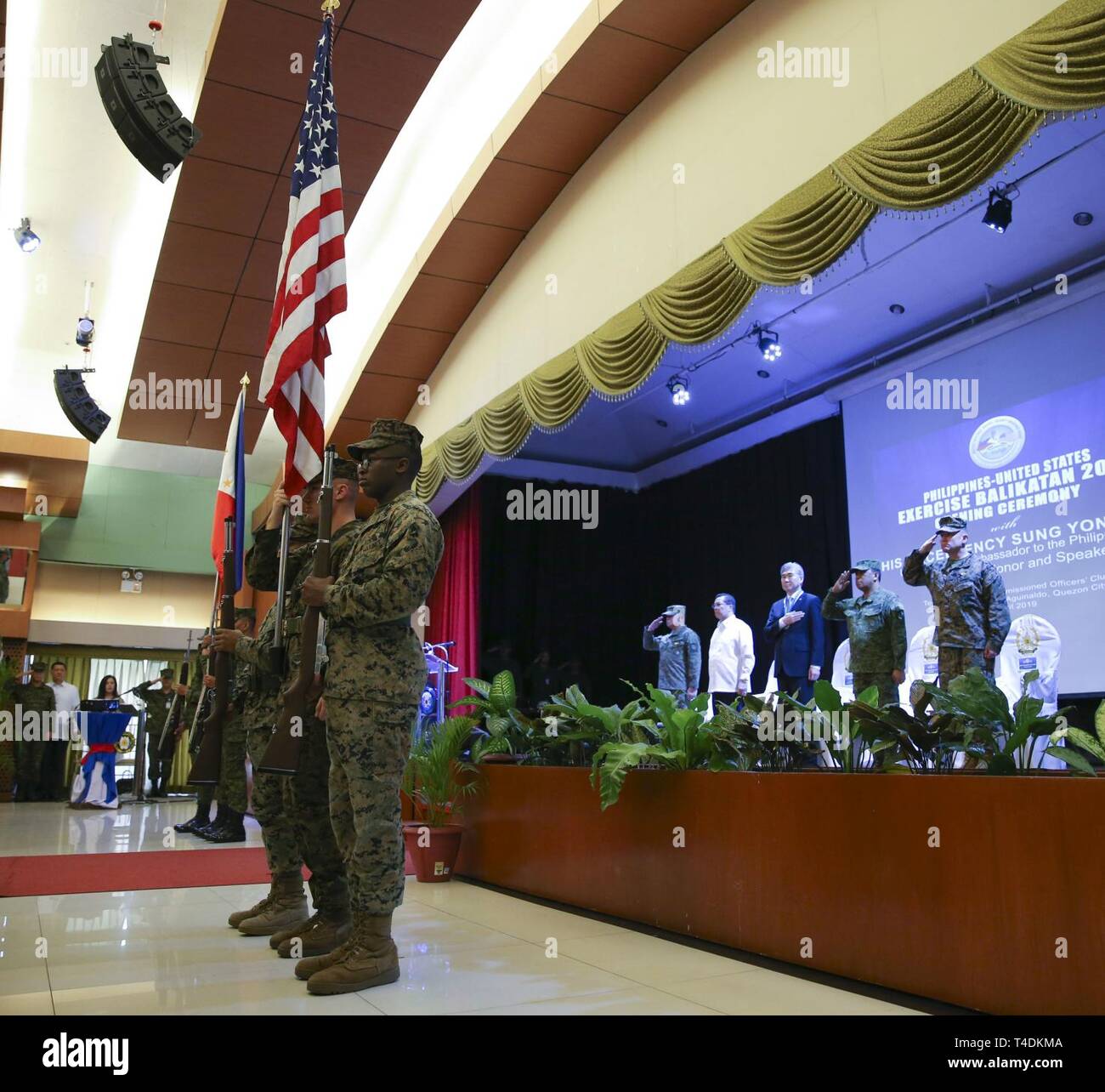 Philippine And U S Service Members Render Honors During The