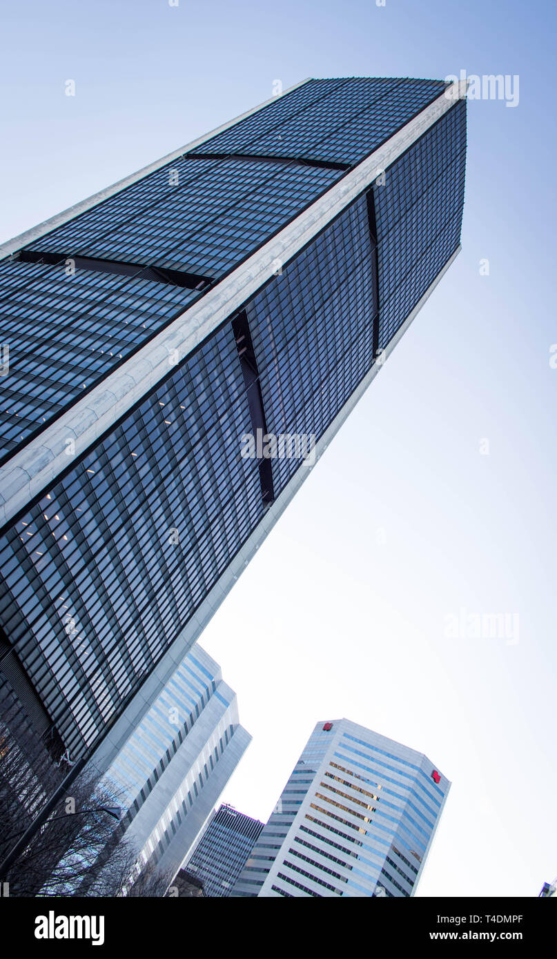 Perspective views of skyscrapers near downtown of Montreal, Quebec ...