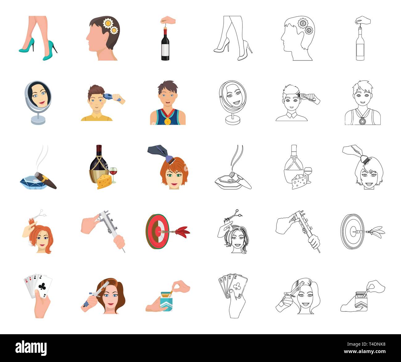 Manipulation by hands cartoon,outline icons in set collection for ...