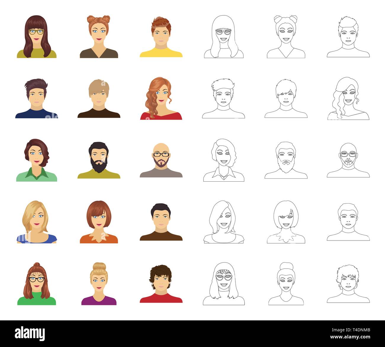 Avatar and face cartoon,outline icons in set collection for design. A ...