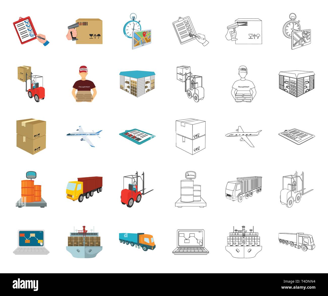 Logistics and delivery cartoon,outline icons in set collection for ...