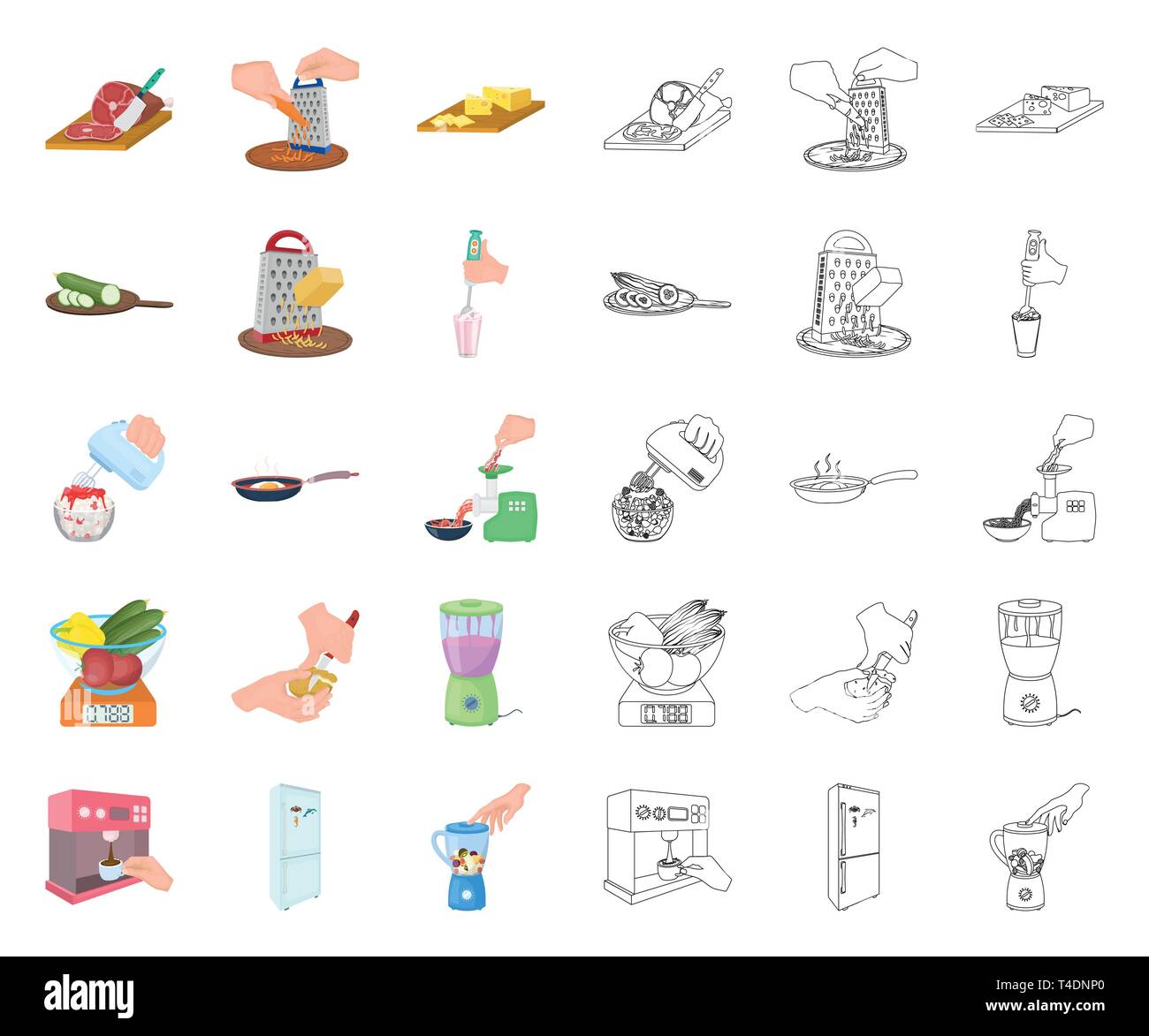 Cooking food cartoon,outline icons in set collection for design ...