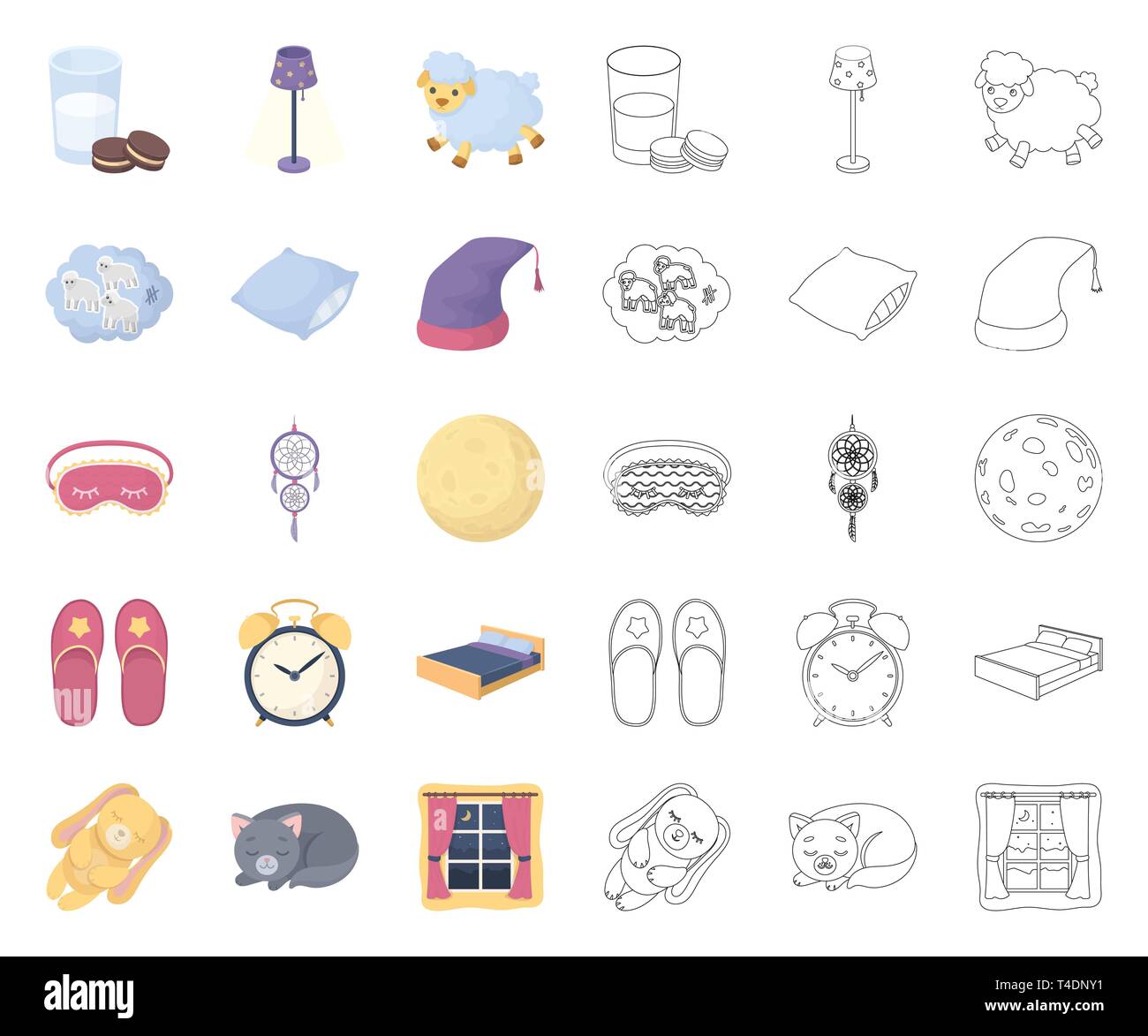Rest and sleep cartoon,outline icons in set collection for design ...