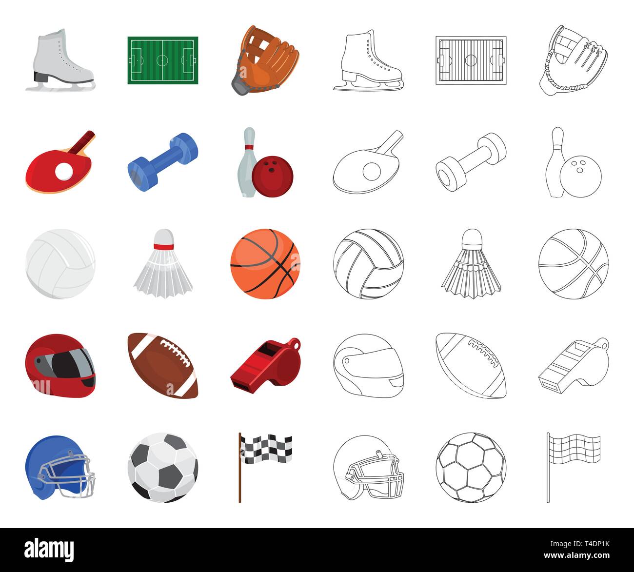 Different kinds of sports cartoon,outline icons in set collection for ...