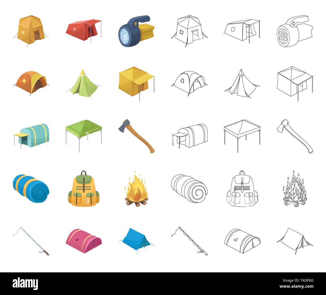 Different kinds of tents cartoon,outline icons in set collection for ...