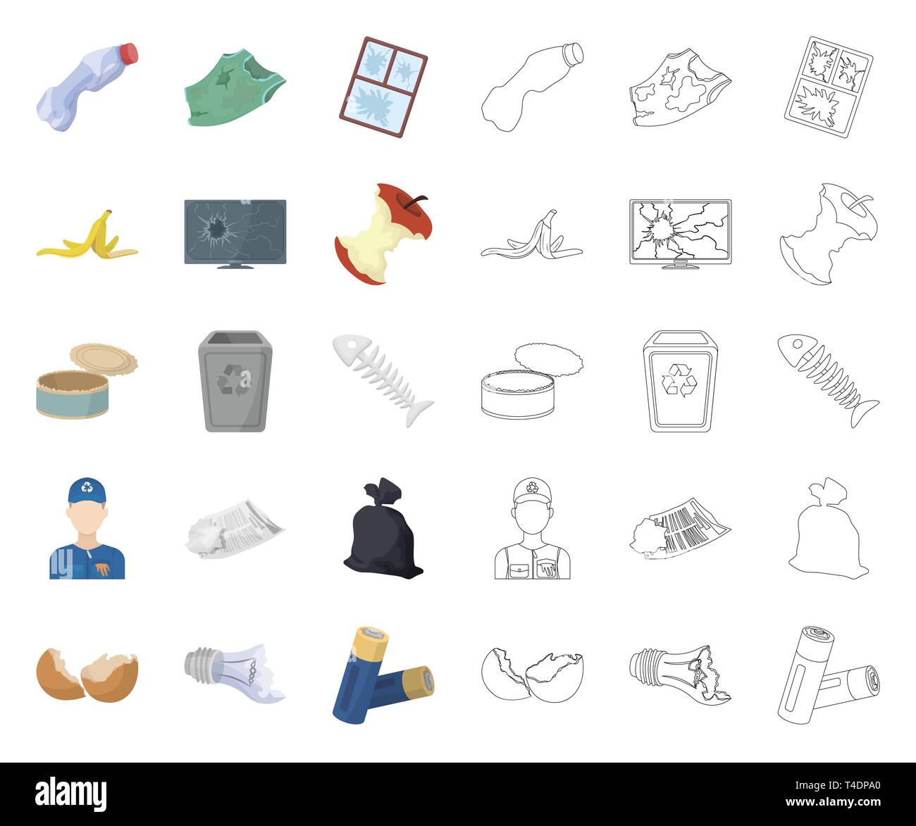 Garbage and waste cartoon,outline icons in set collection for design ...