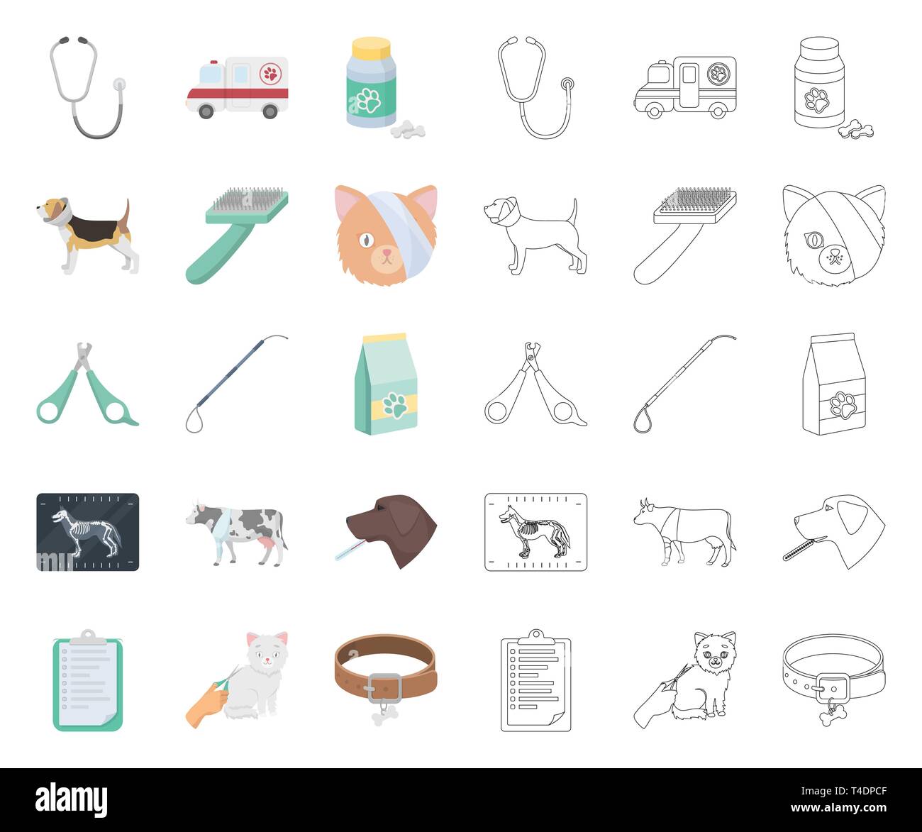 Veterinary clinic cartoon,outline icons in set collection for design ...