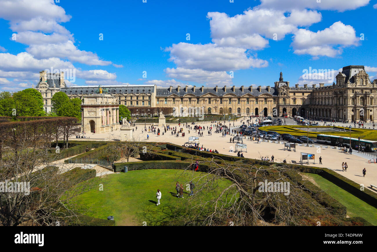 Paris / France - April 03 2019. Square in front of Louvre museum in ...