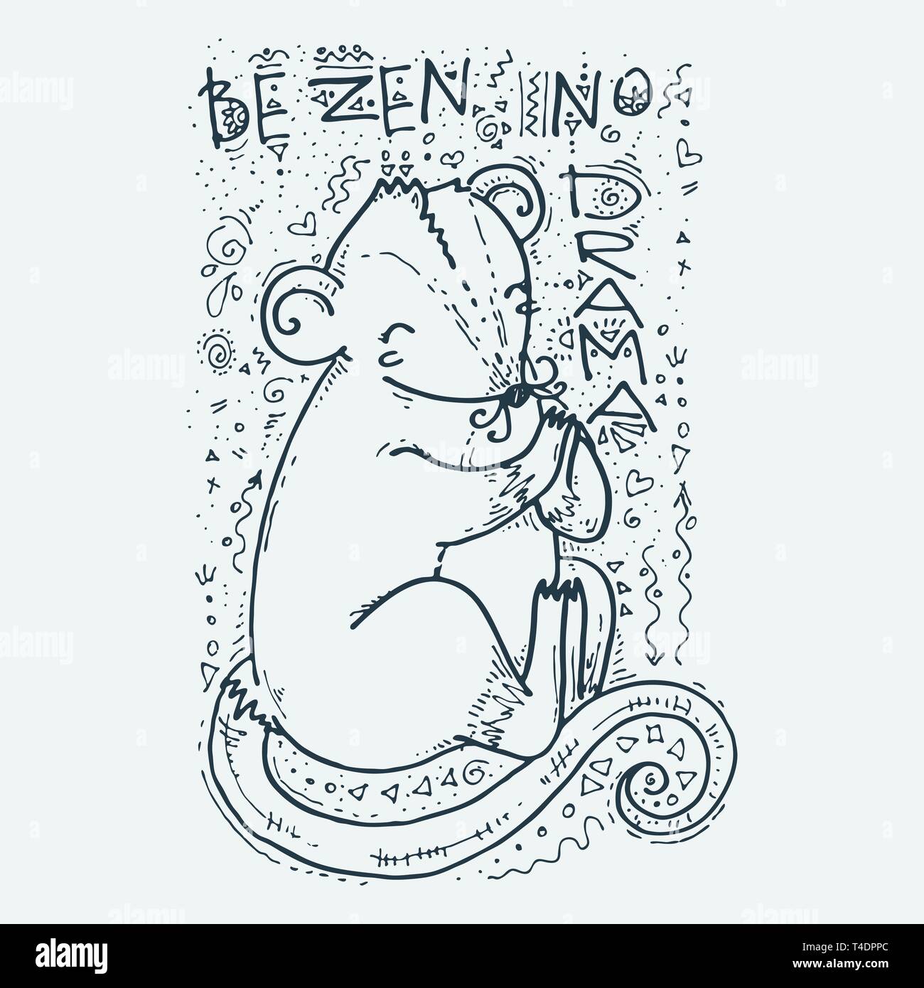 Be Zen no Drama. Cute cartoon animal. Vector clip art illustration for ...