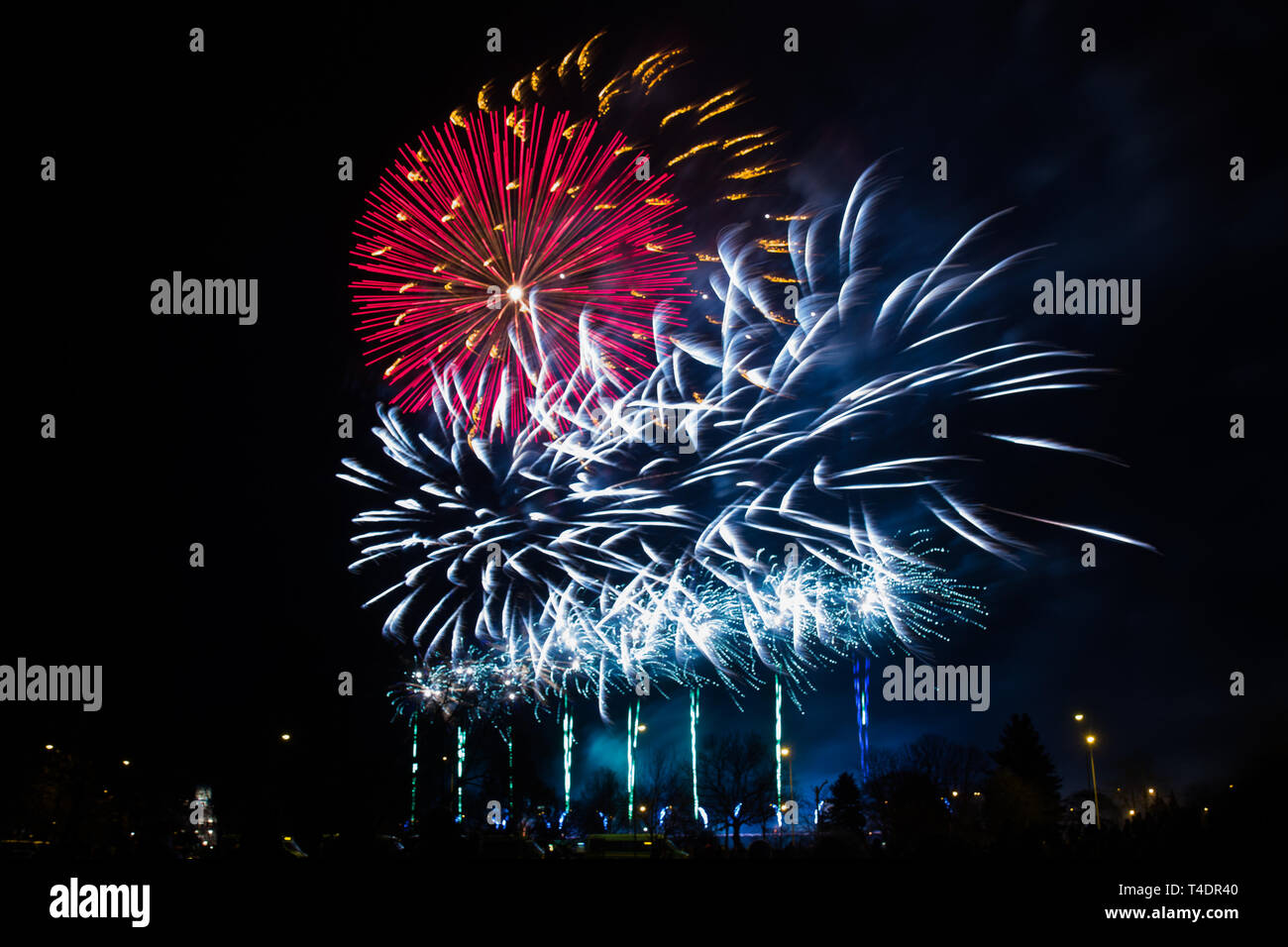 colorful fireworks on dark sky Stock Photo - Alamy
