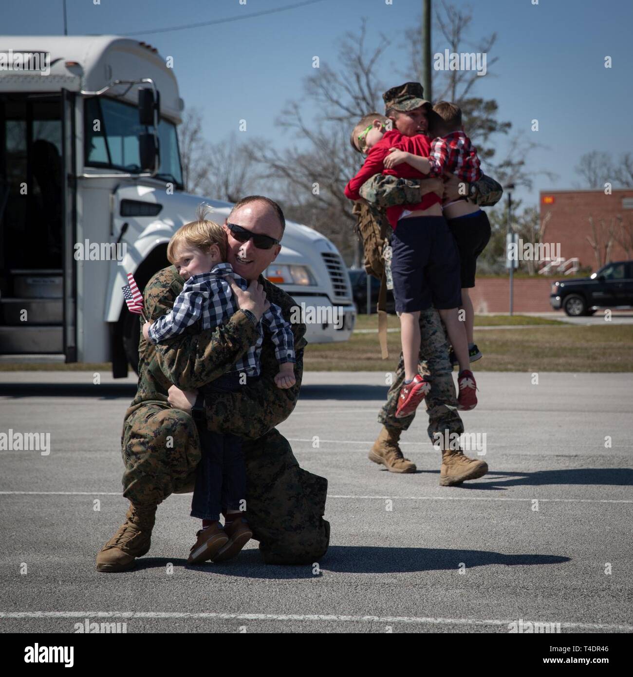 U.S. Marine Maj. Walter Cunningham, left, and Gunnery Sgt. Keith Zwegat ...