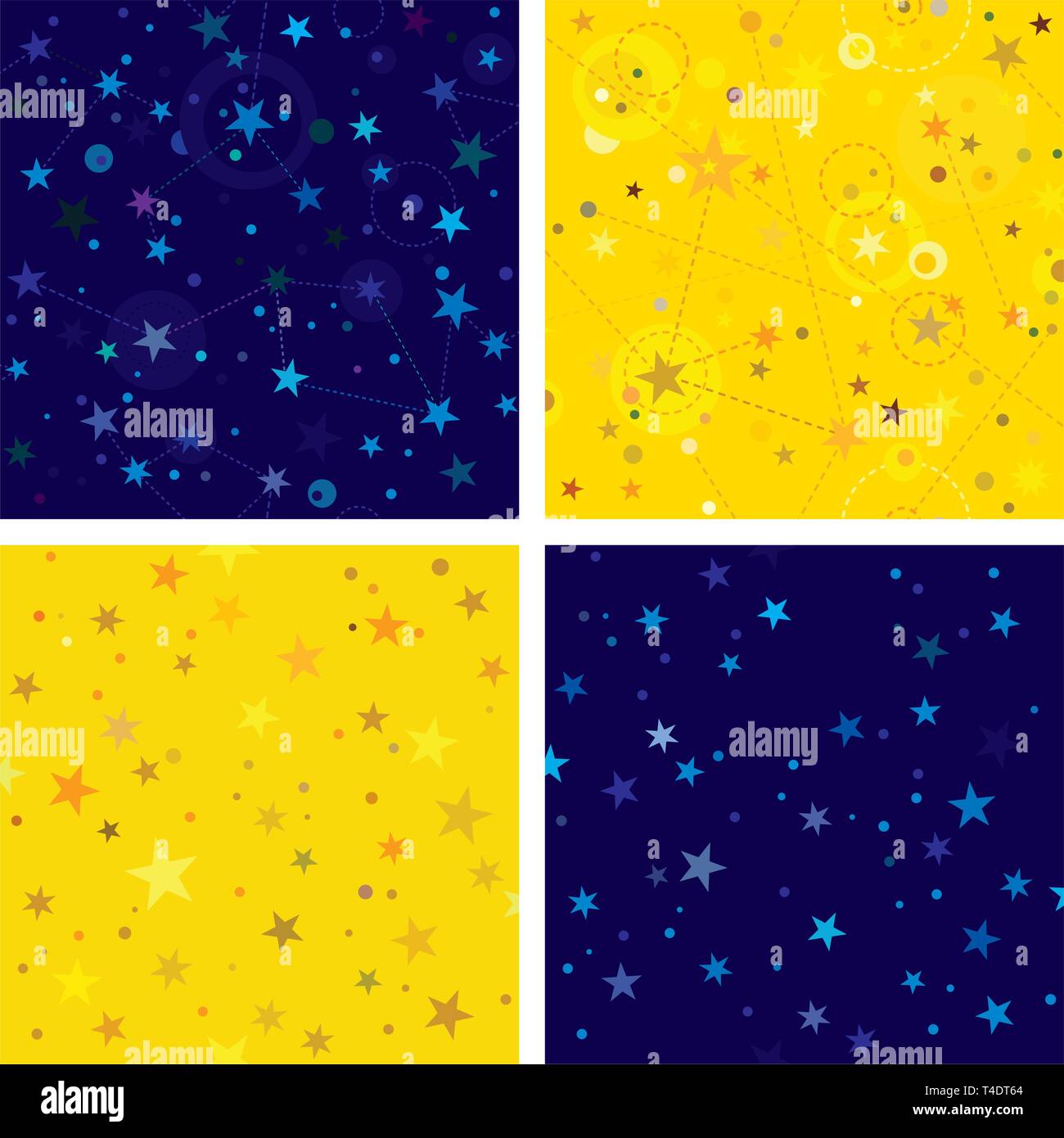 Golden Stars And Starry Night seamless dreams patterns Stock Vector ...