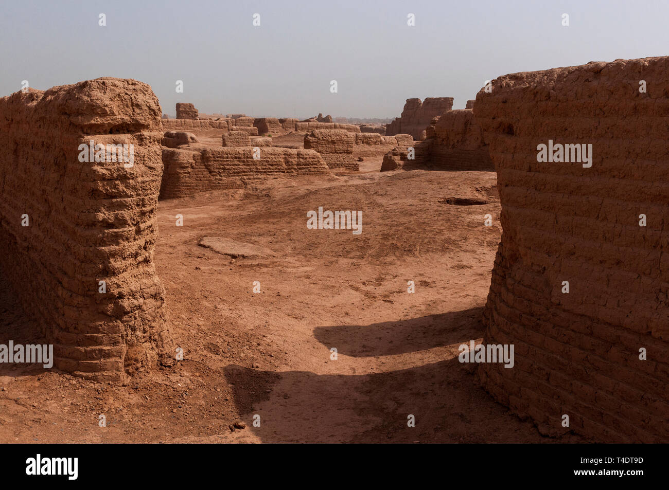 Detail of a building at the Gaochang ruins near the city of Turpan ...