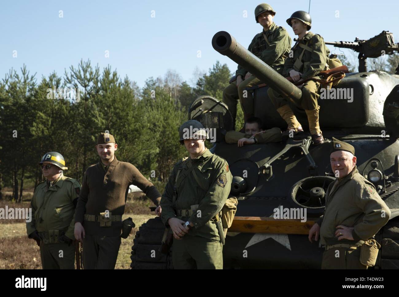 Polish WWII Big Red 1, 1st Infantry Division, Reenactors pose during a ...