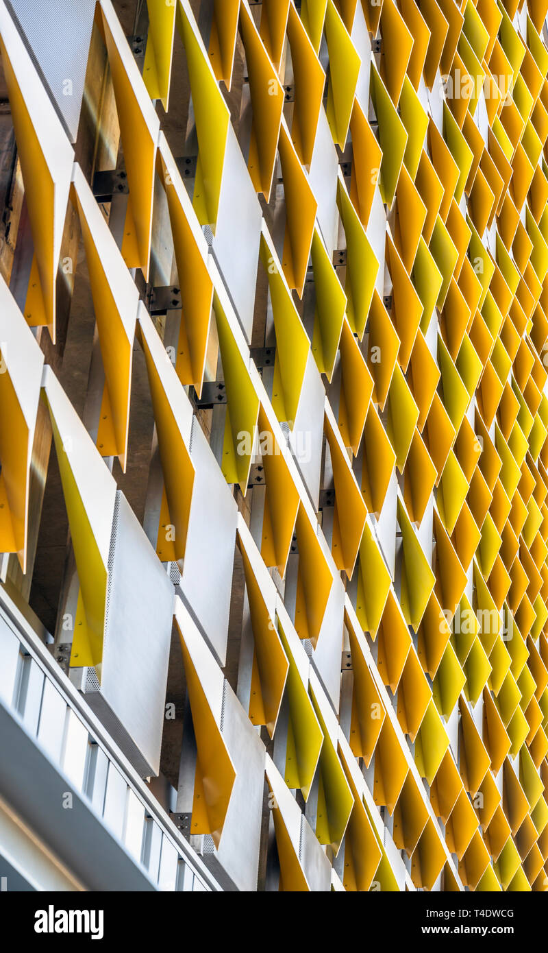Design solution for facing the modern facade with decorative yellow and ...