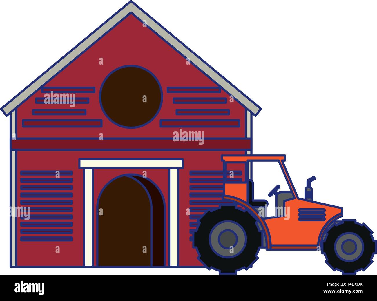 Farm and tractor vehicle isolated blue lines Stock Vector Image & Art ...