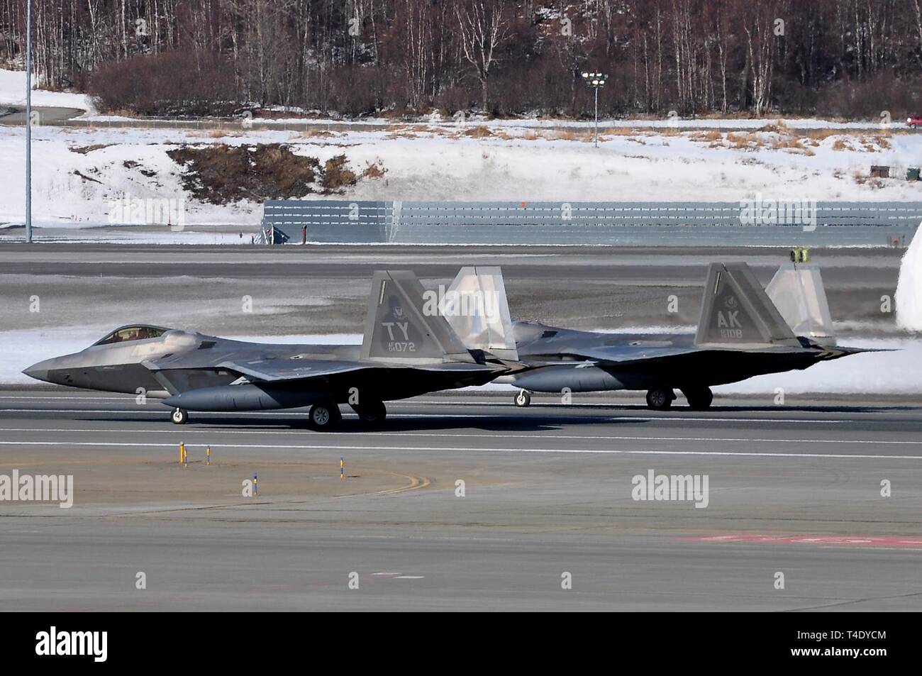 F-22 Raptors, E-3 Sentry and C-17 Globemaster III, from the 3rd Wing ...