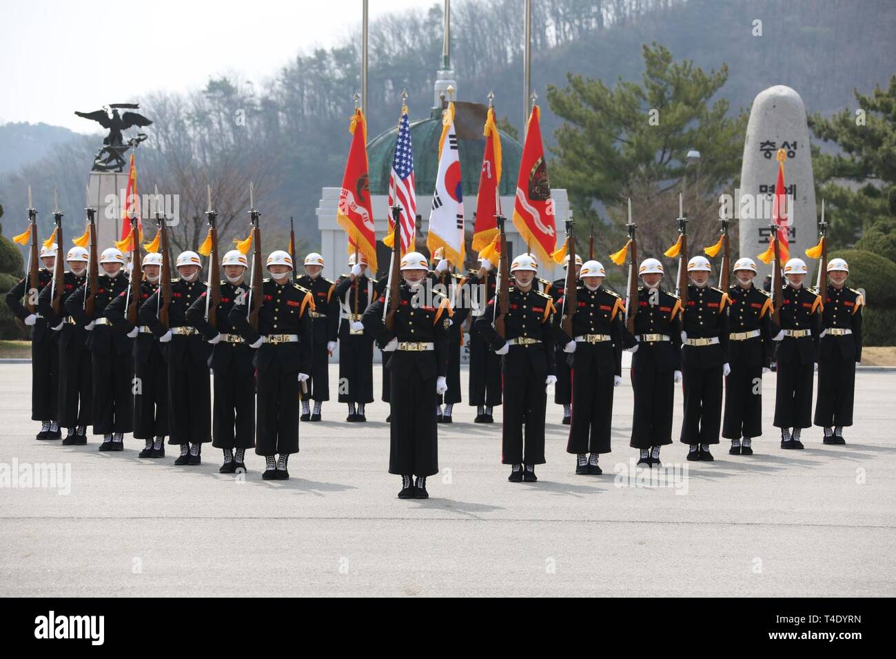 Republic of Korea Marine Corps (ROKMC) silent drill platoon performs ...