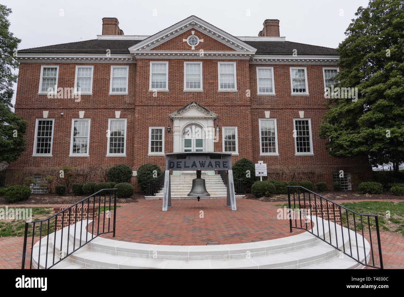Dover, DE - April 5, 2019: This bell from the USS Delaware is in front ...