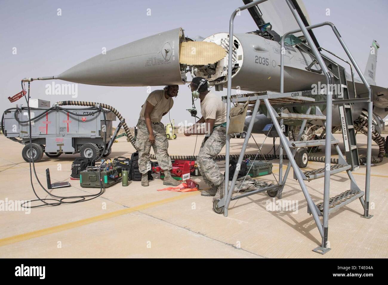 Avionics Maintainers from the 555th Aircraft Maintenance Unit perform ...