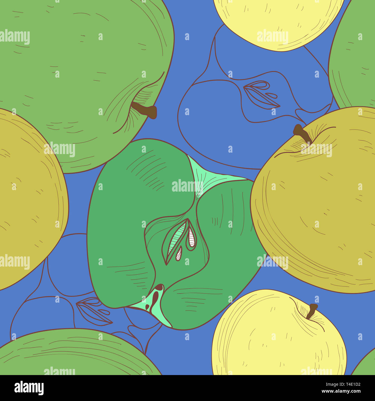 Seamless vector background with drawing apples Stock Photo - Alamy