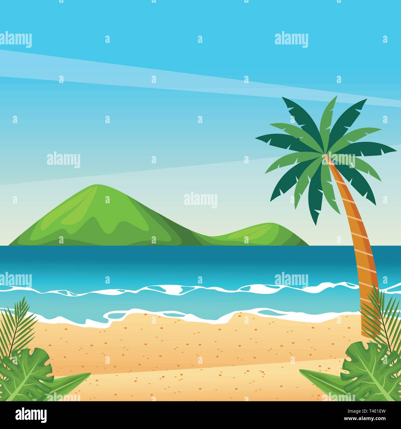 Beautiful beach cartoon scenery Stock Vector Image & Art - Alamy