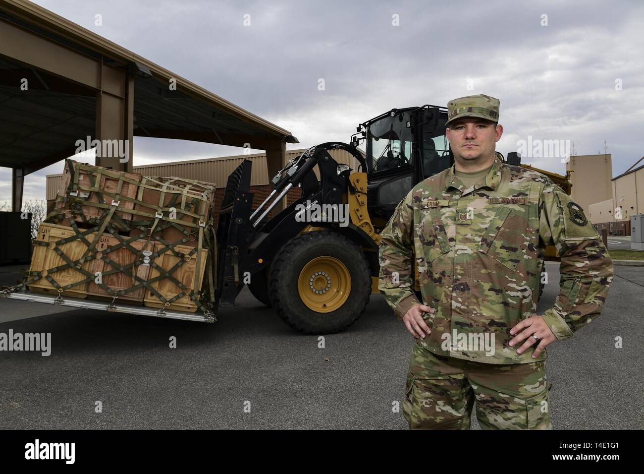 Tech Sgt. Casey Crum, air transportation technician with the 32nd ...